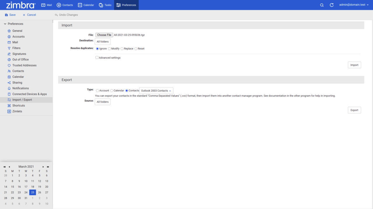 How to Import/Export Account Data in Zimbra | Zimbra - Zextras Community