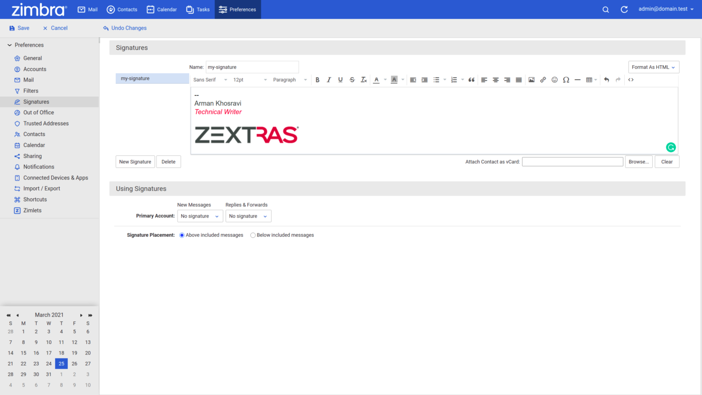 How to Set Up Email Signatures in Zimbra | Zimbra – Zextras Community
