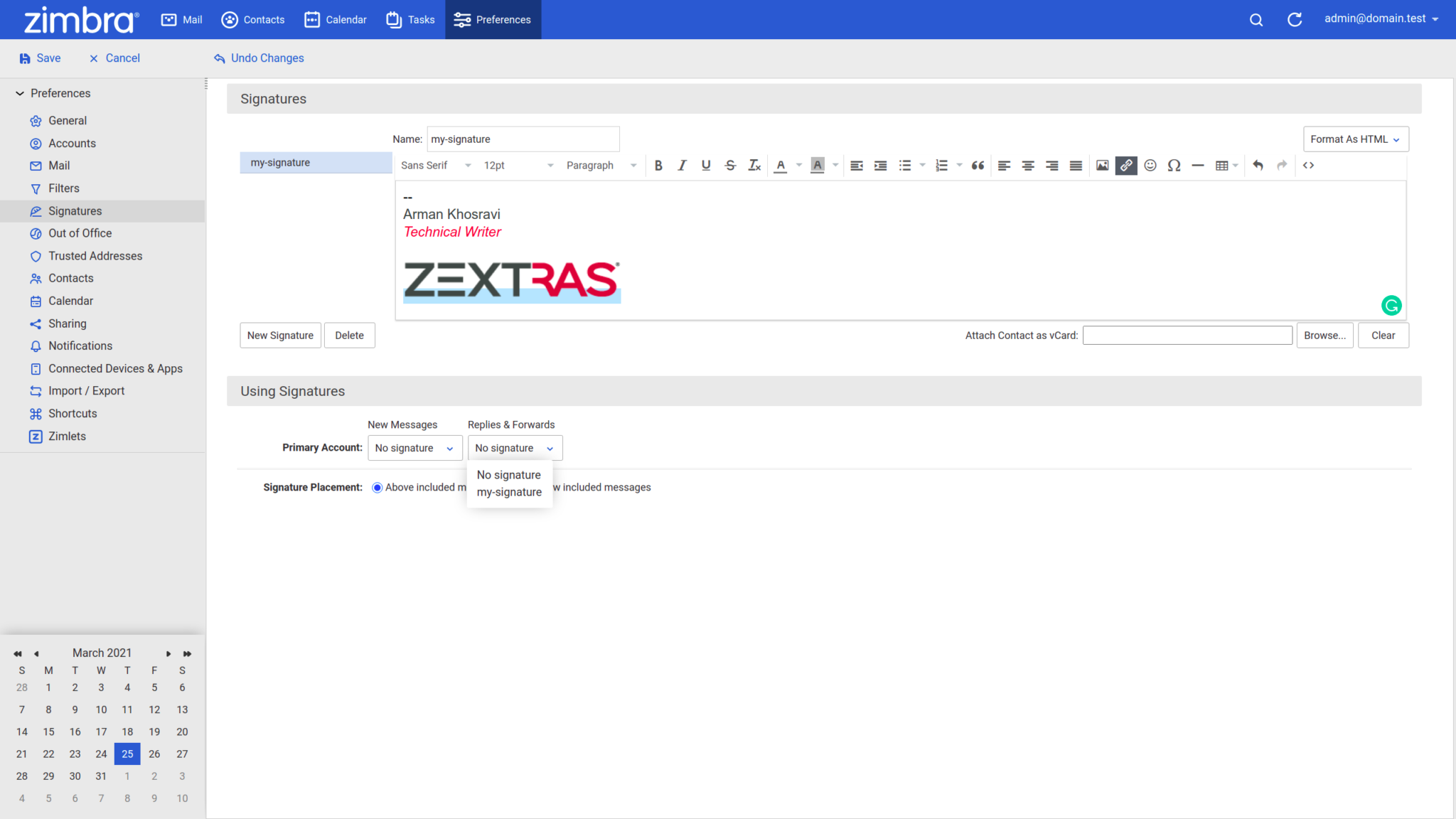 How to Set Up Email Signatures in Zimbra | Zimbra – Zextras Community