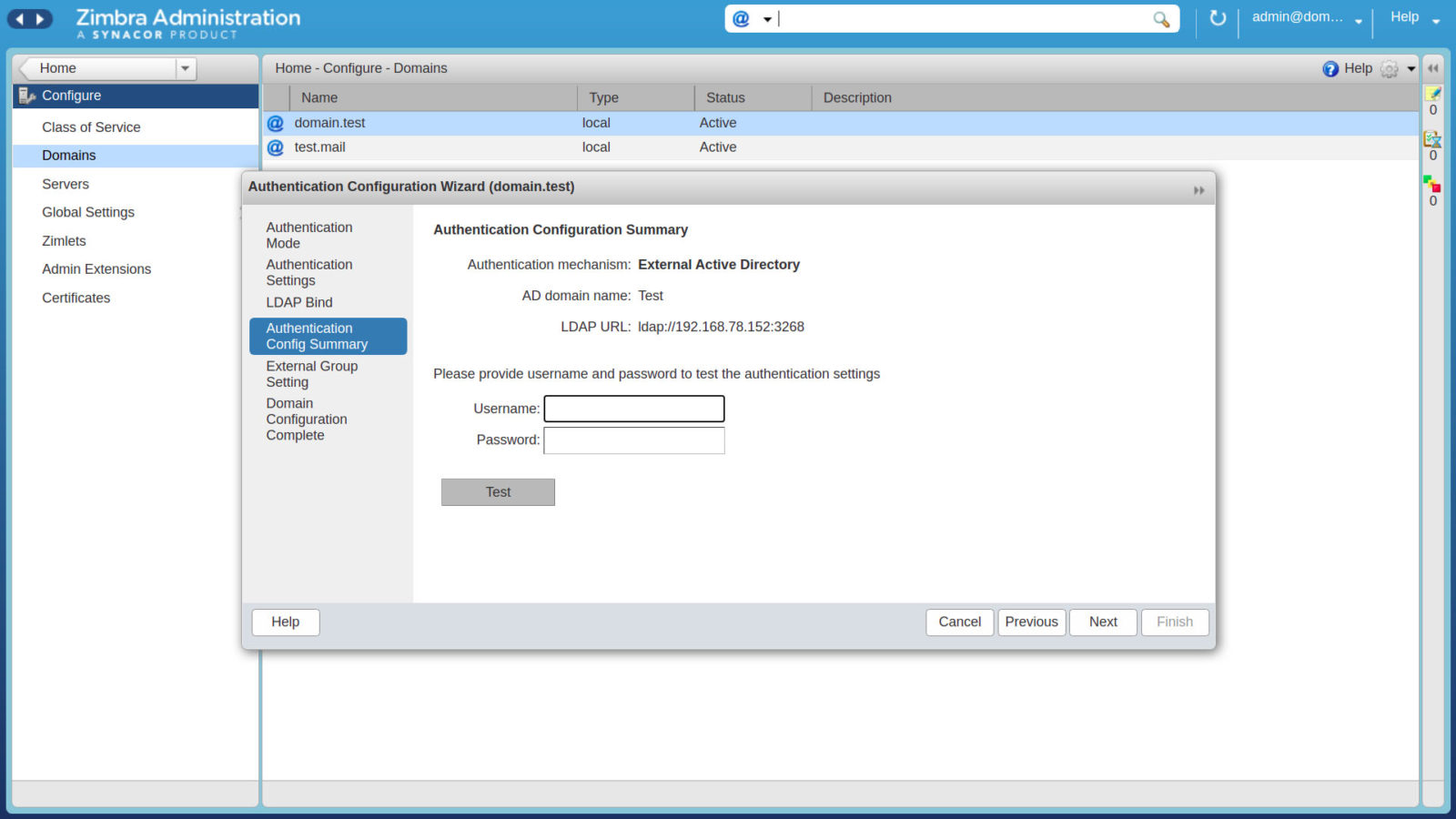 How to setup External Active Directory Authentication | Zimbra ...