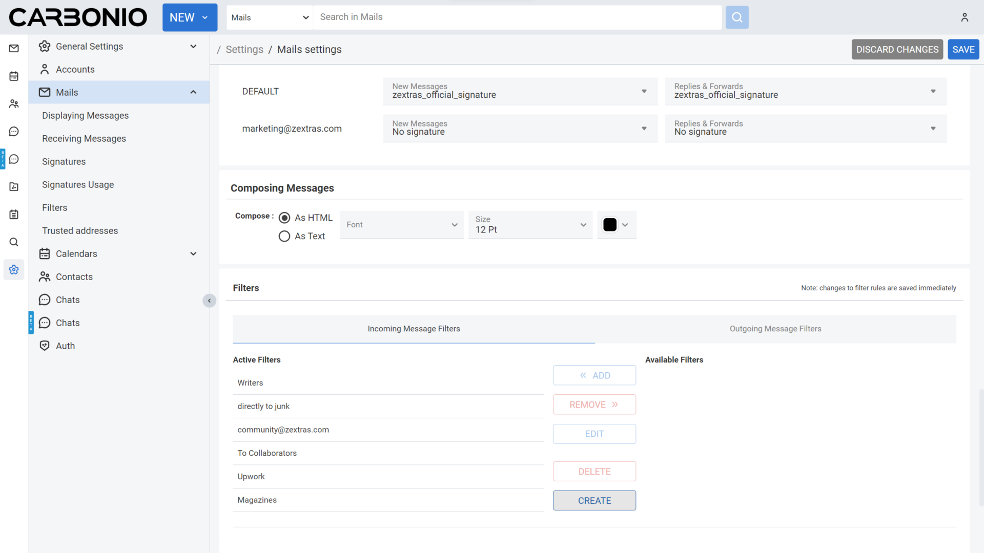 Creating Email Rules in Carbonio Community Edition | Carbonio CE
