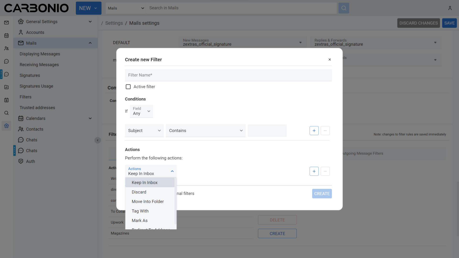 Creating Email Rules in Carbonio Community Edition | Carbonio CE