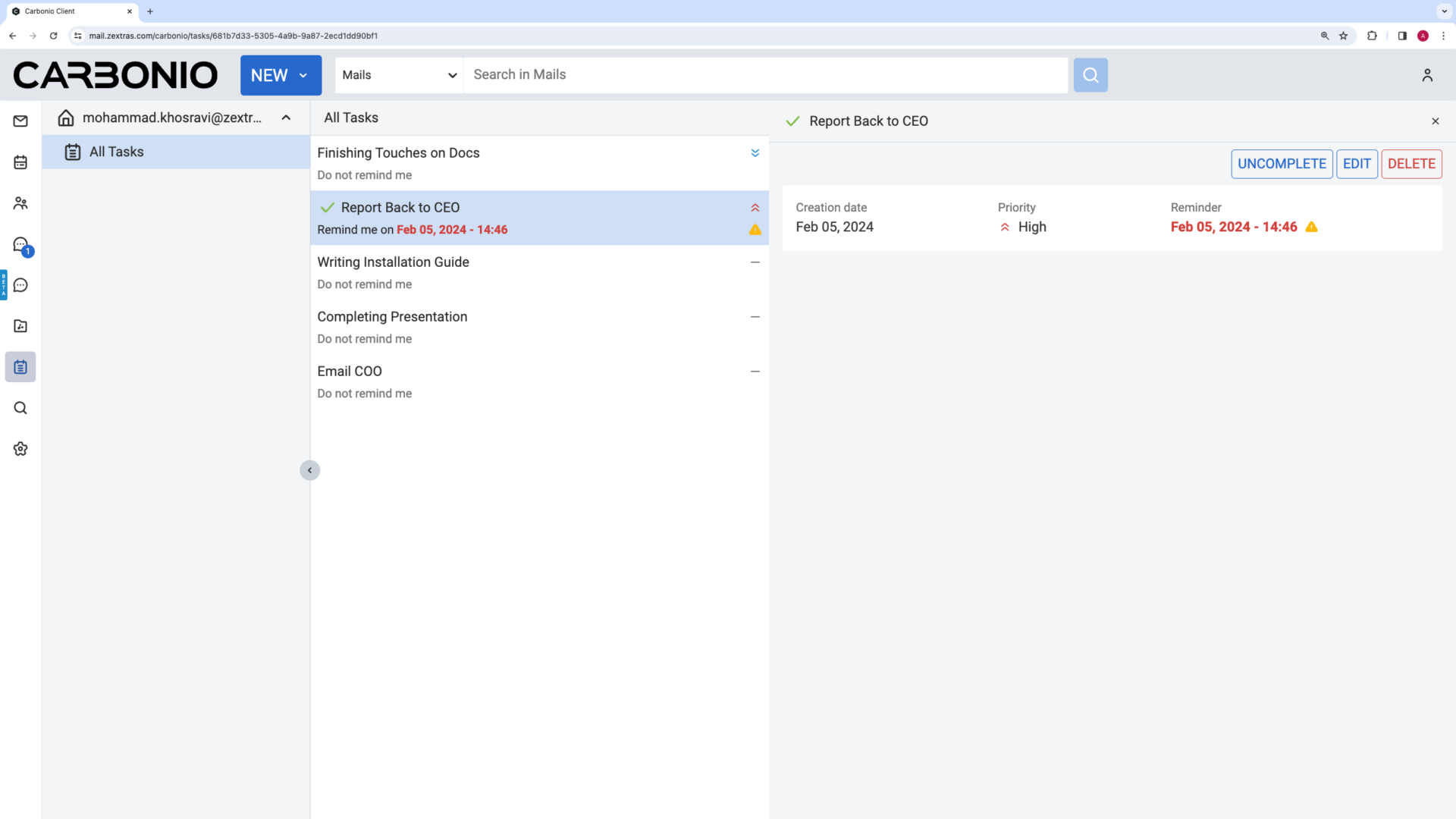 Organize Your Work with Tasks in Carbonio Community Edition | Carbonio CE - Zextras Community